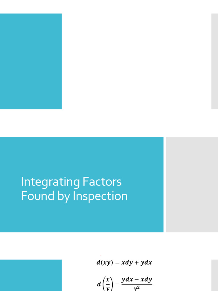 Integrating Factors by Inspection | PDF | Equations | Differential ...