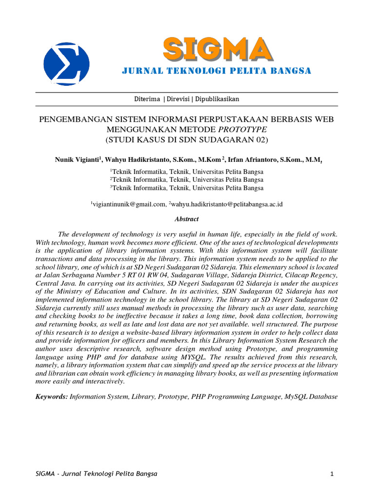 Pengembangan Sistem Informasi Perpustakaan Berbasis Web Metode Prototype | PDF | Computing ...