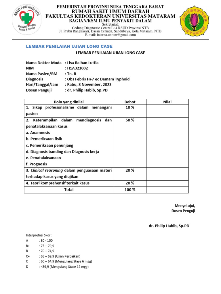 Lembar Penilaian dan Absensi Ujian | PDF