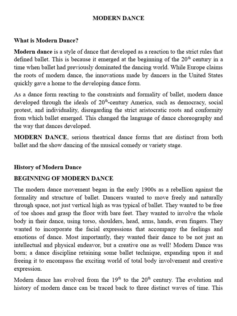 Modern Dance | PDF | Dances | Ballet