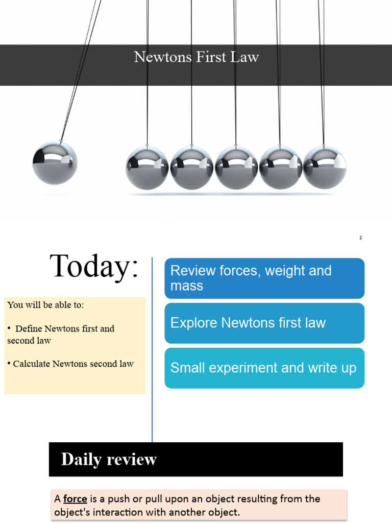 Newtons First Law | PDF | Force | Mass