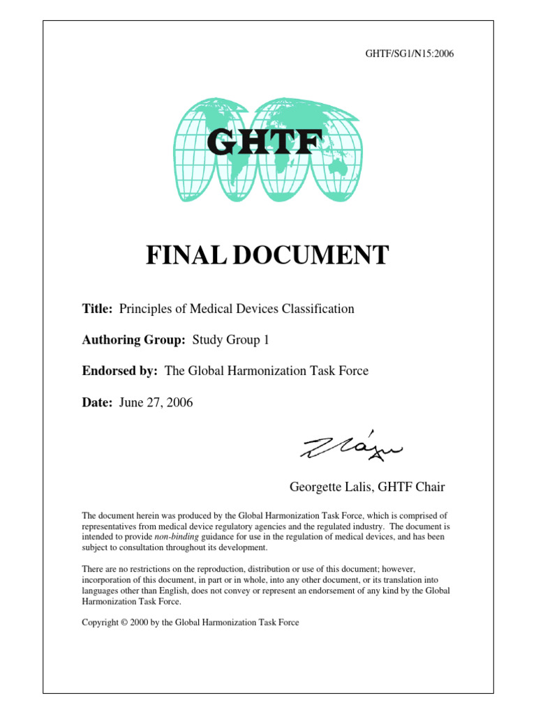 GHTF sg1 n15 2006 Guidance Classification 060627 | PDF | Medical Device ...