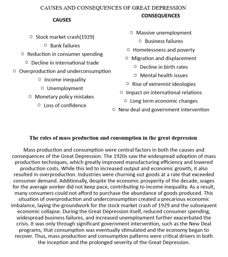 Causes Consequences | PDF | Great Depression | Consumption (Economics)