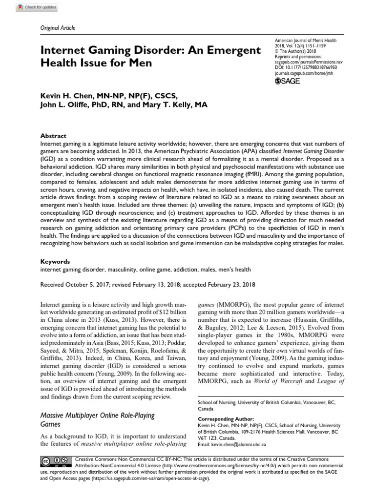 Internet Gaming Disorder | PDF | Mental Disorder | Cognitive Behavioral Therapy