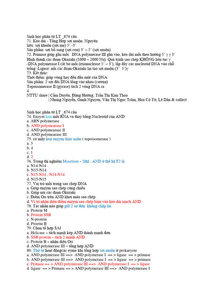 Sinh học phân tử LT | PDF