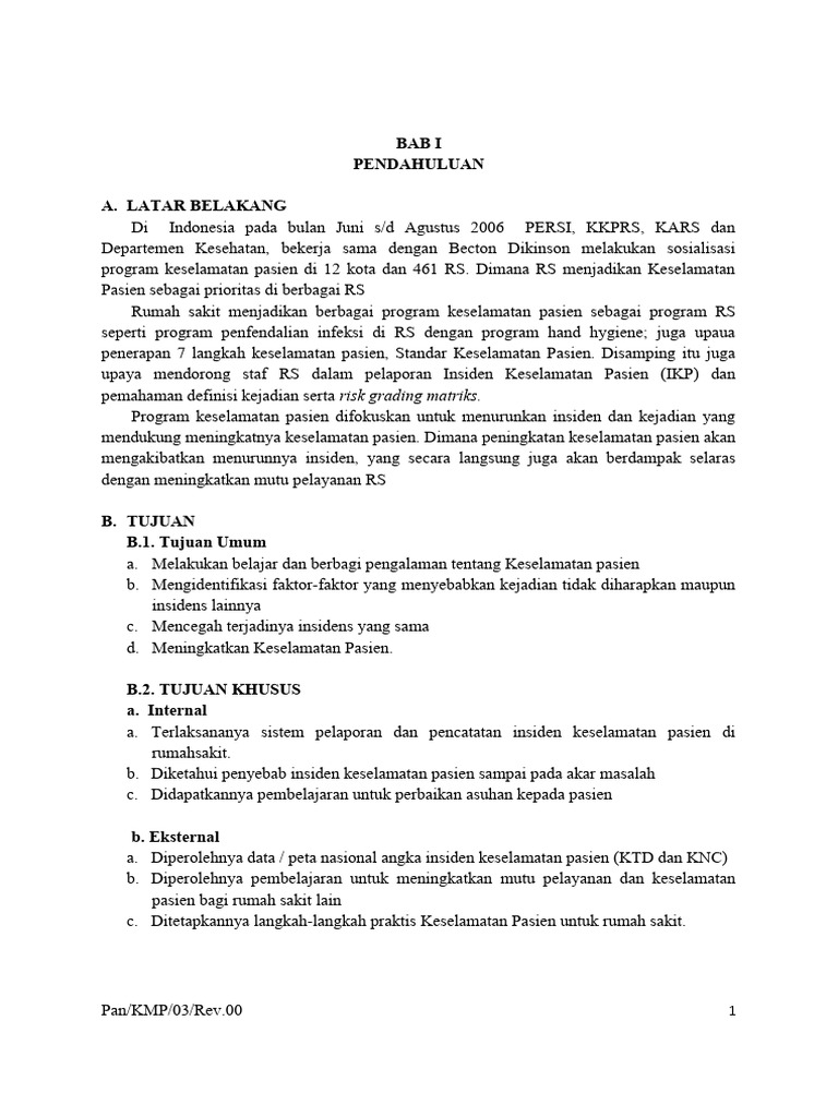 Panduan Manajemen Insiden Klinis - Final | PDF