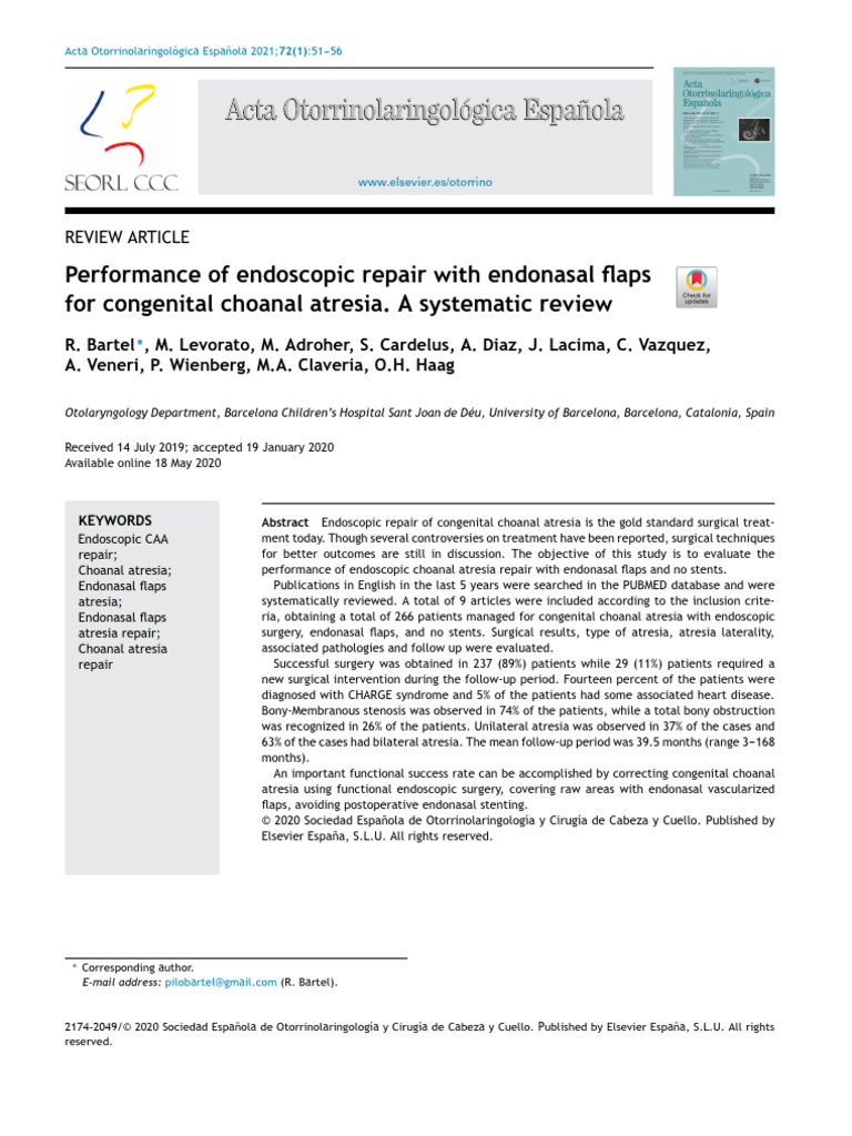 Performance of Endoscopic Repair With Endonasal Flaps For Congenital ...