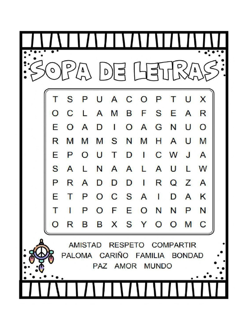 Sopa de Letras Valores | PDF
