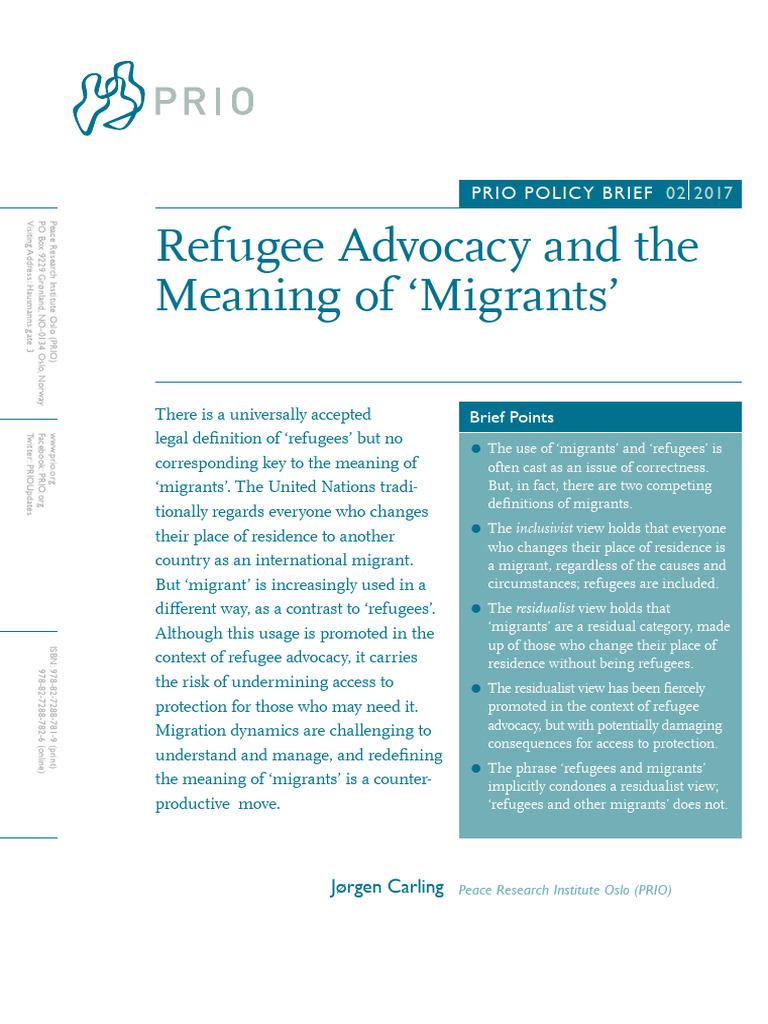 Carling - Refugee Advocacy and The Meaning of Migrants, PRIO Policy ...