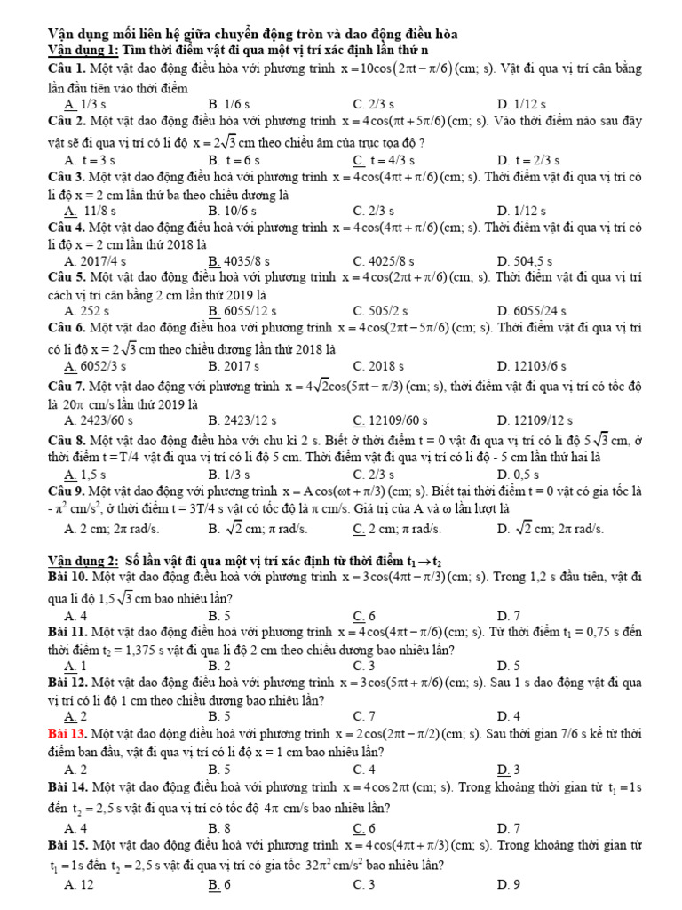 Dap An Lien He DDDH Voi Chuyen Dong Tron | PDF