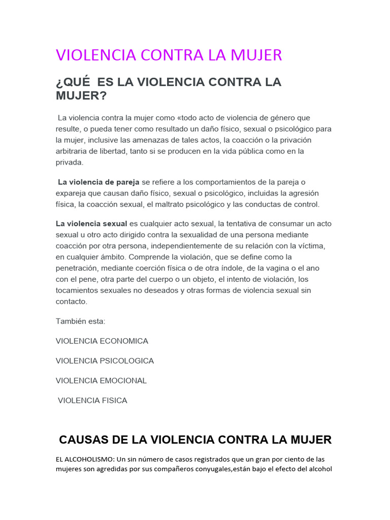 Violencia Contra La Mujer Pdf La Violencia Contra Las Mujeres