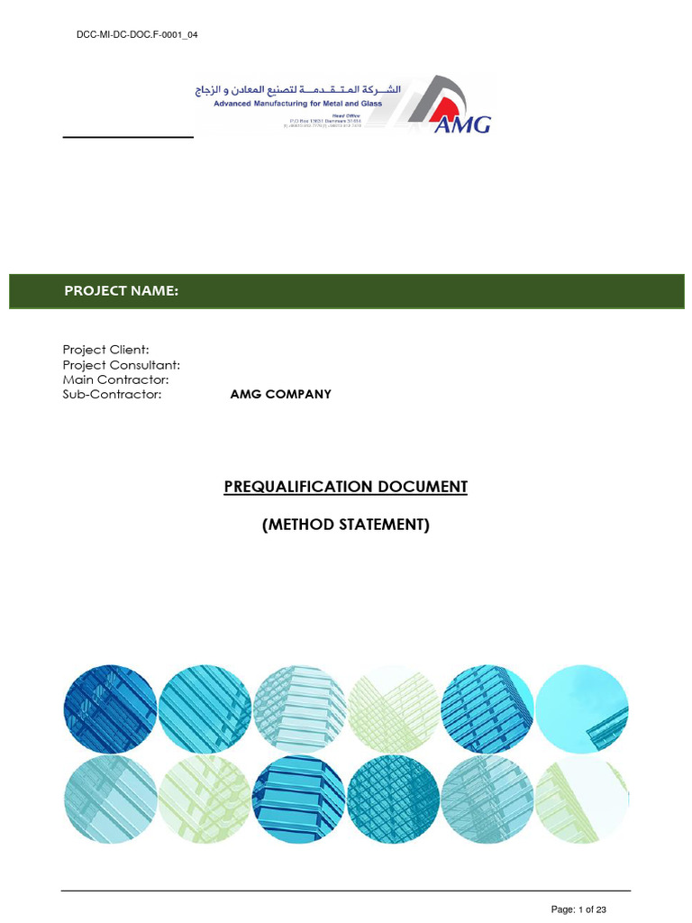 Prequalification Method Statement for AMG | PDF | Pallet | General Contractor