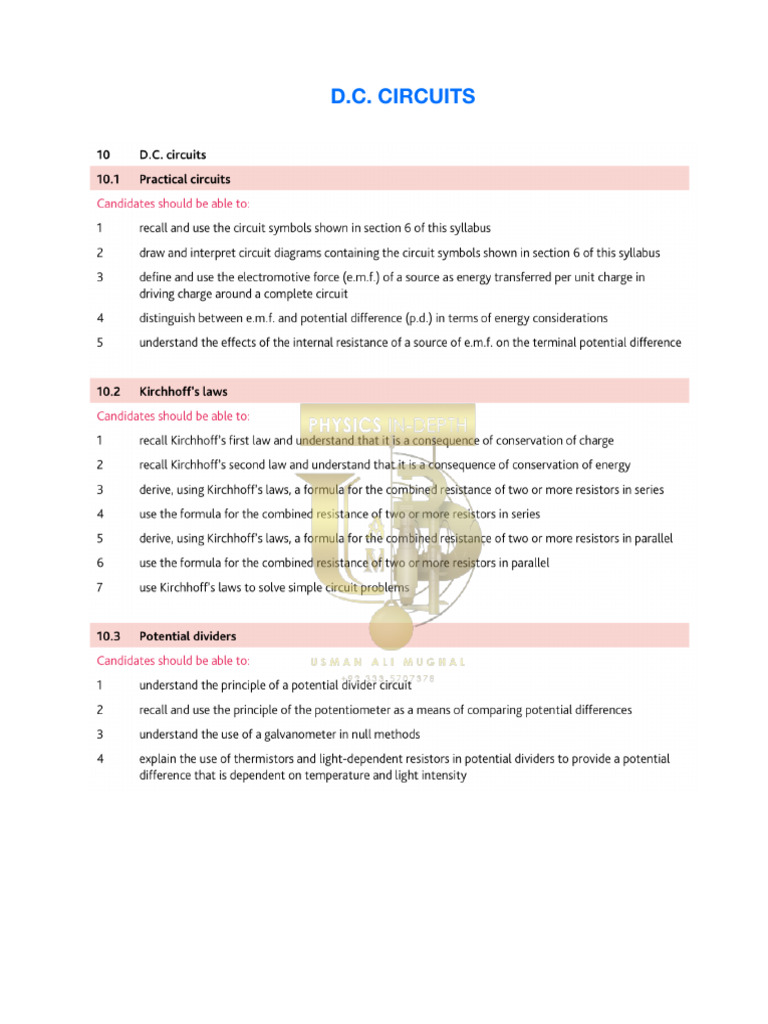 DC CIRCUITS 22 Syllabus | PDF | Voltage | Electrical Network