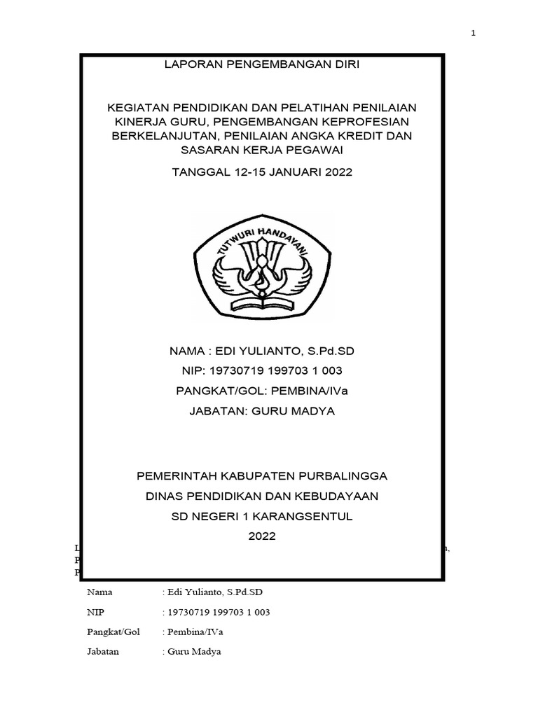 Laporan PD Diklat Pak, PKB, SKP Edi | PDF