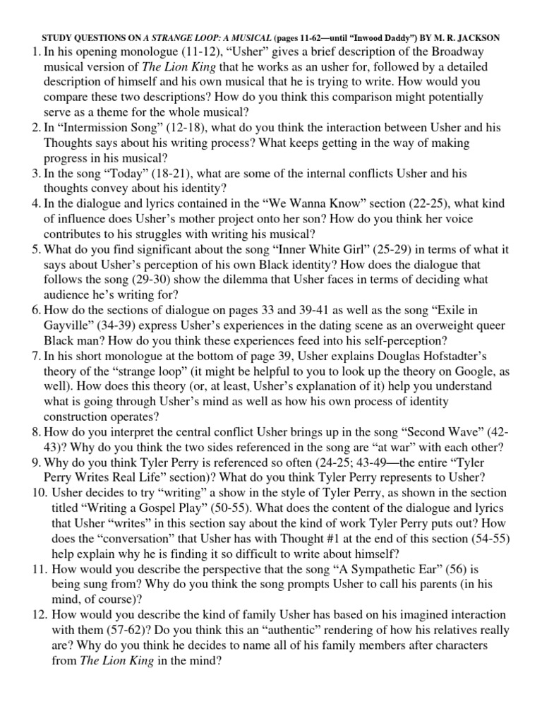 Study Questions On A Strange Loop 11-62 | PDF | Psychological Concepts
