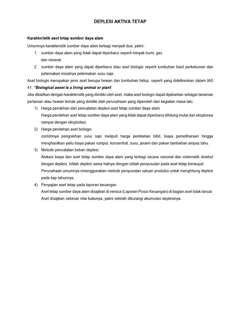 Deplesi Aktiva Tetap Materi | PDF