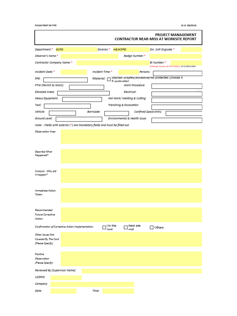 2-Near Miss Form | PDF | Vehicles | Traffic Collision