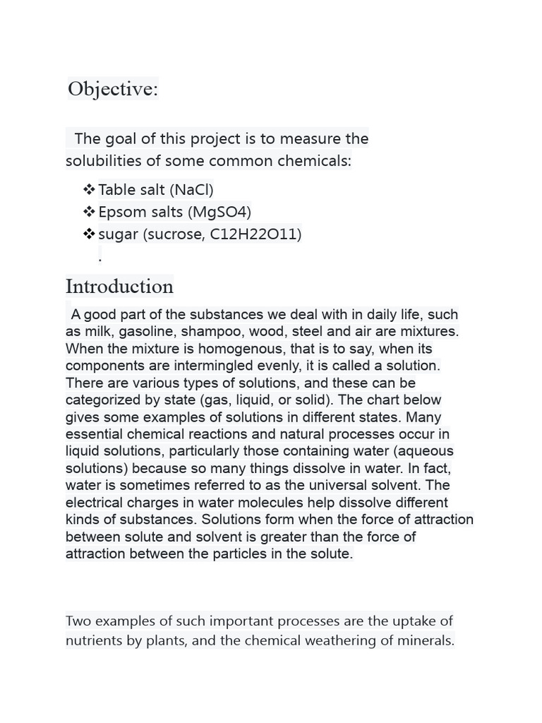 Measuring Solubility of Saturated Solution | PDF | Solubility ...