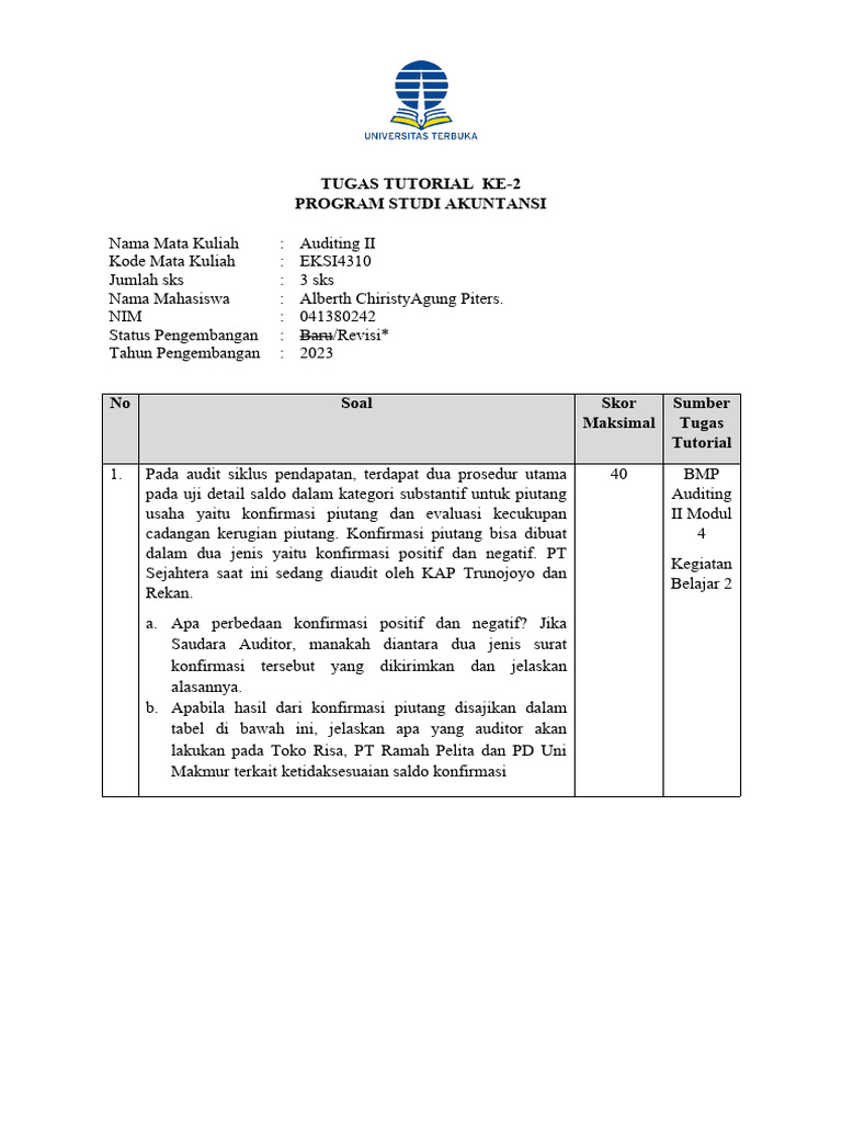 Tugas 2 - Auditing II | PDF