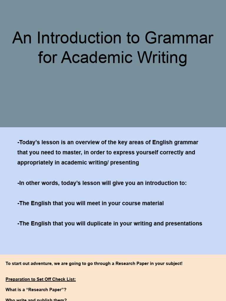 An Introduction To Grammar For Academic Writing | PDF | Academic ...