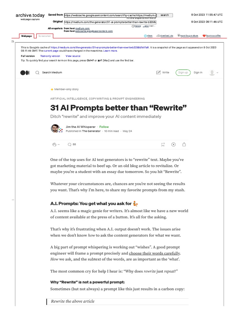 31 Better AI Prompts Than "Rewrite" | PDF | Artificial Intelligence ...
