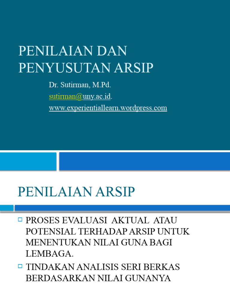 Penilaian Dan Penyusutan Arsip | PDF