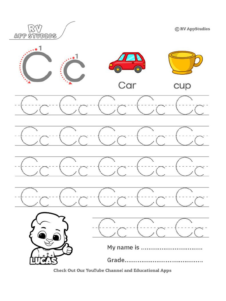 246 Free Printable Worksheets For Kids Alphabet Letter CC Tracing | PDF