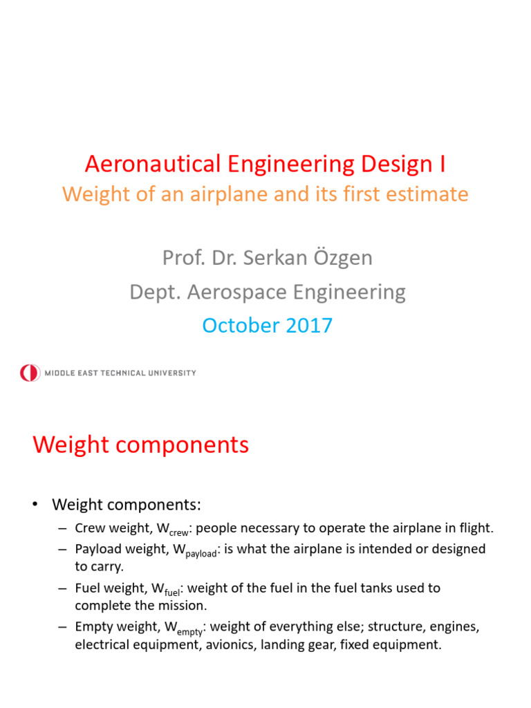 Lecture4 Weight First Estimate | PDF | Jet Engine | Aircraft
