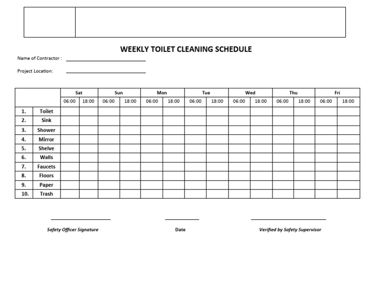 25 - Weekly Toilet Cleaning Schedule | PDF