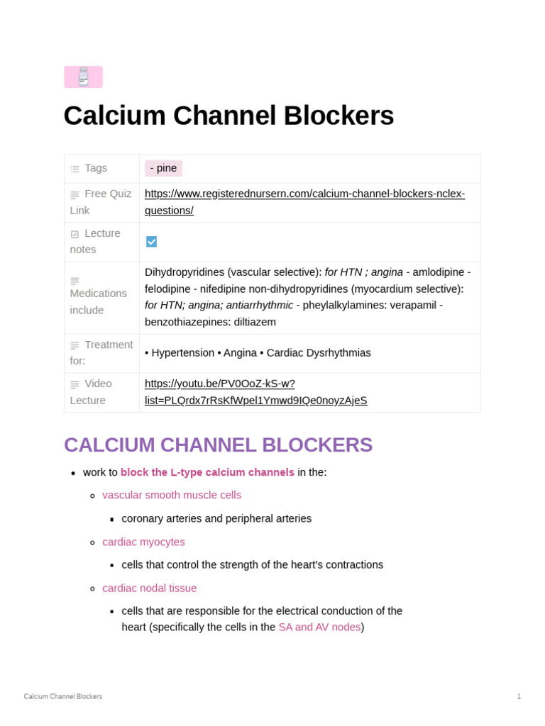 Calcium Channel Blockers | Download Free PDF | Cardiac Muscle | Heart
