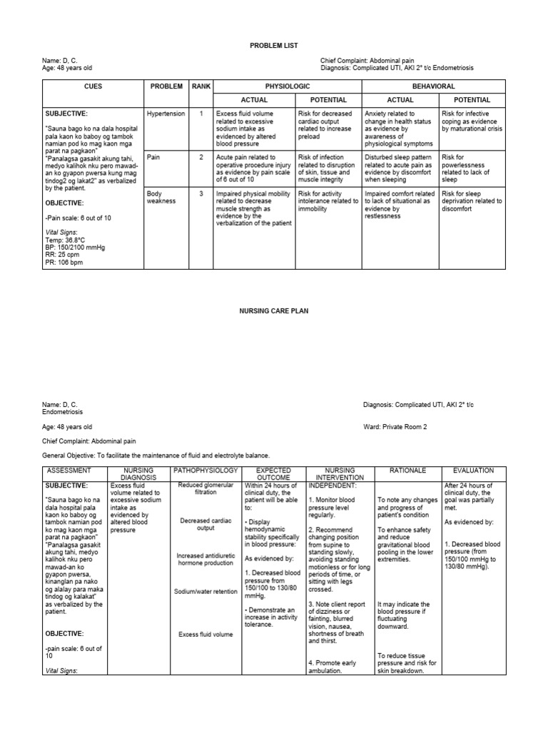 Problem List: Vital Signs | PDF | Diseases And Disorders | Medicine