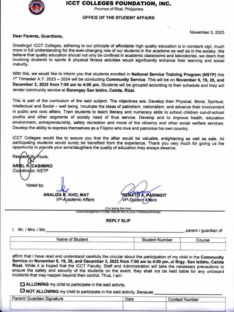 NSTP Waiver (1) - 1 | PDF | Learning