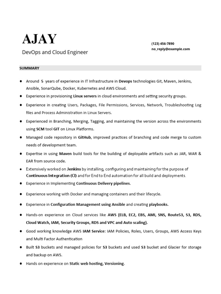 Ajay Devops Resume | PDF | Cloud Computing | Amazon Web Services