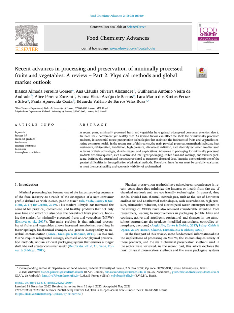 Jurnal Gomes Et Al 2023 Recent Advances in Processing and Preservation ... Jurnal Gomes Et Al 2023 Recent Advances in Processing and Preservation ...
