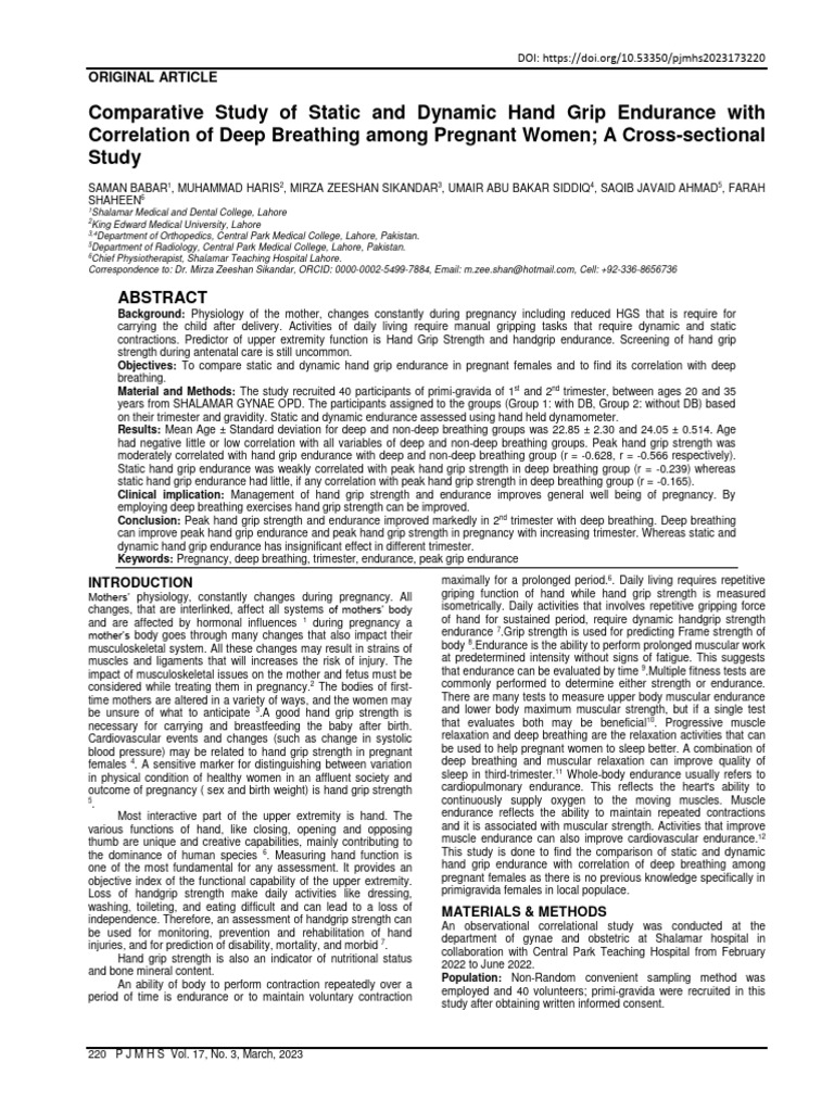 Comparative Study of Static and Dynamic Hand Grip Endurance With ...