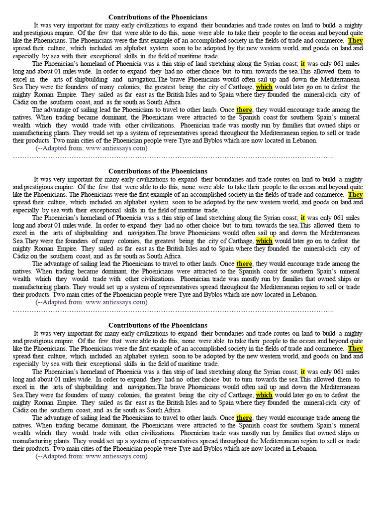 6 Reading Handouts | PDF | Phoenicia | Trade