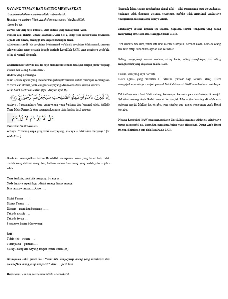 Sayang Teman Dan Saling Memaafkan | PDF | Agama & Spiritualitas