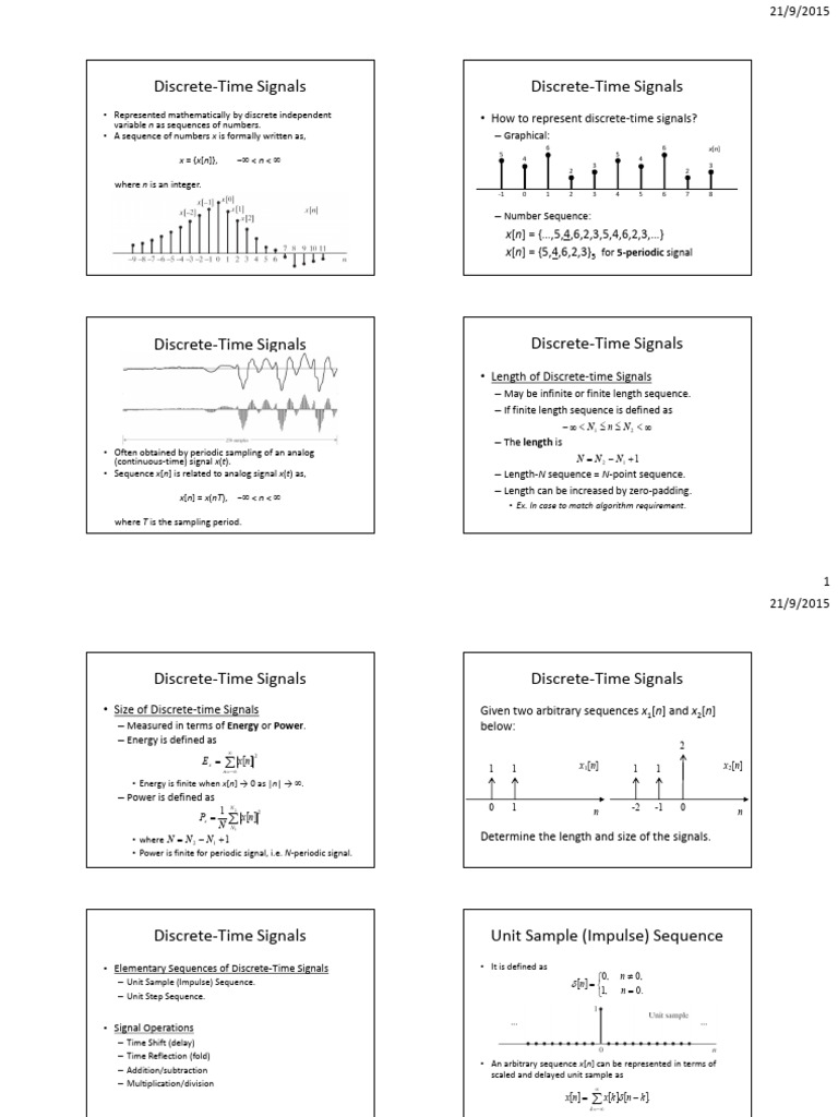 C1Slide04 - Discrete Time Signals | PDF | Discrete Time And Continuous Time | Algorithms
