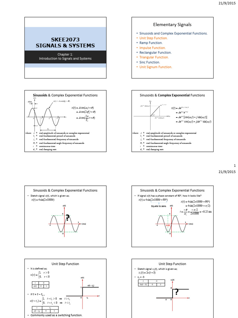 C1Slide02 - Elementary Signals | PDF | Function (Mathematics) | Damping