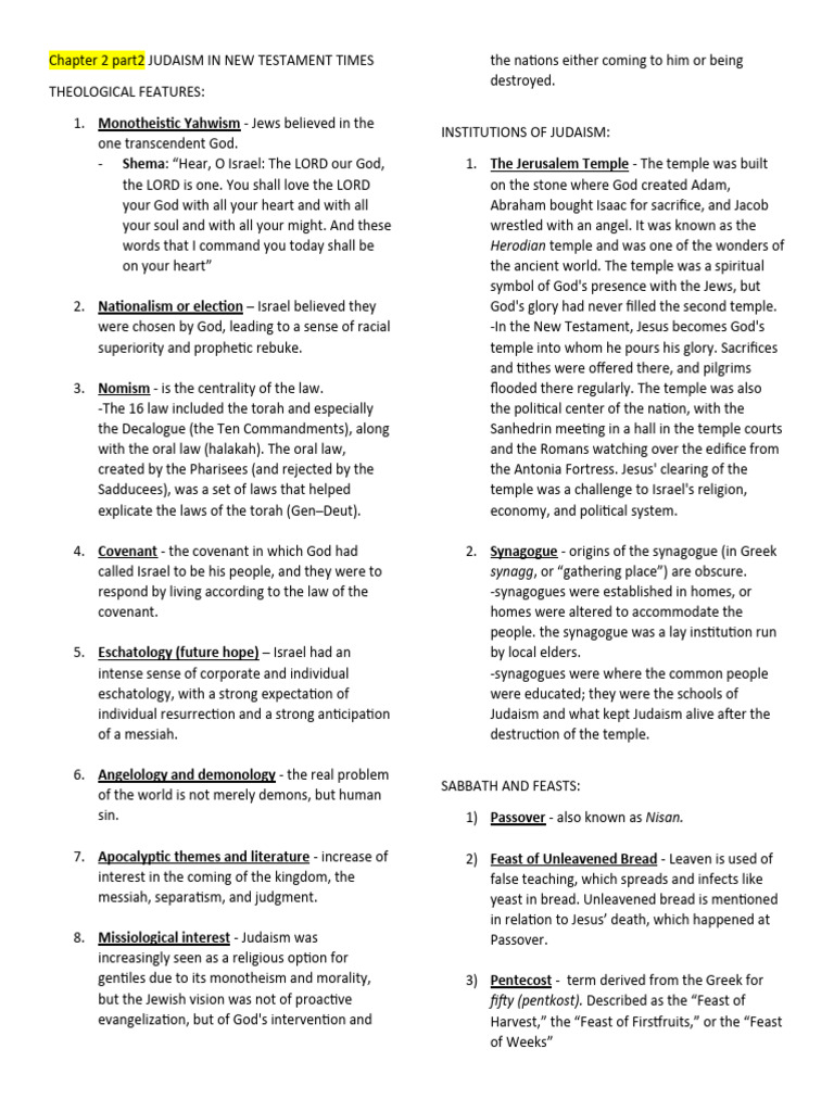 Notes CHS2 c2&3 | PDF | Jesus | Temple In Jerusalem