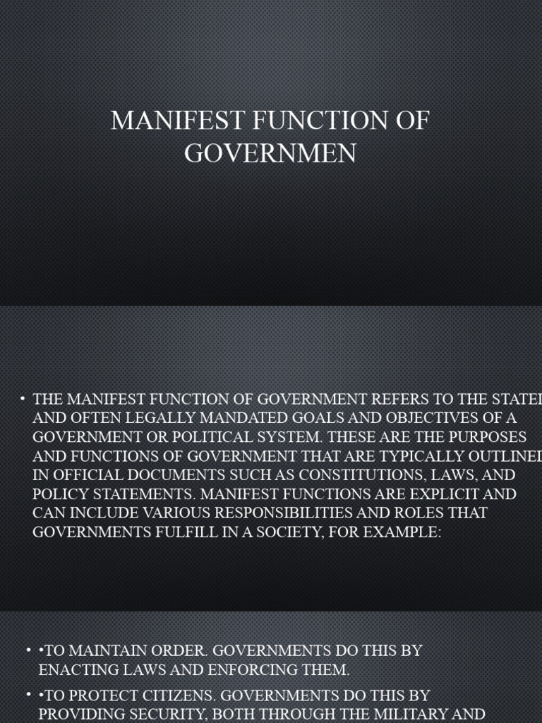 Manifest Function of Governmen | PDF