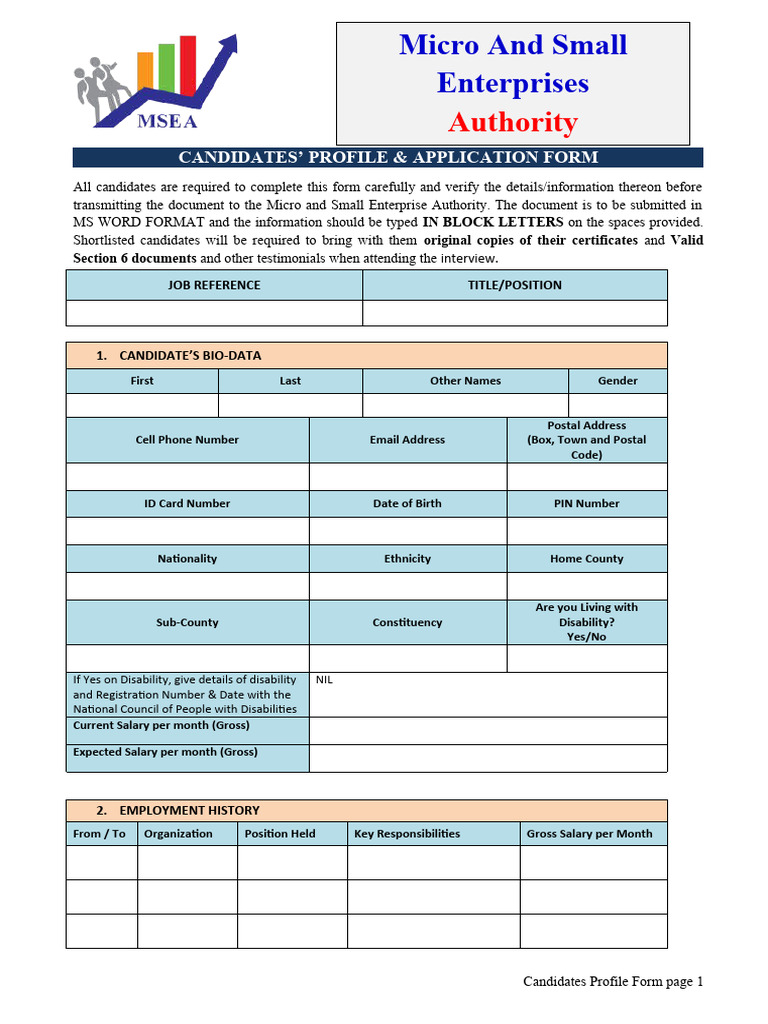 Candidate Profile Form | PDF