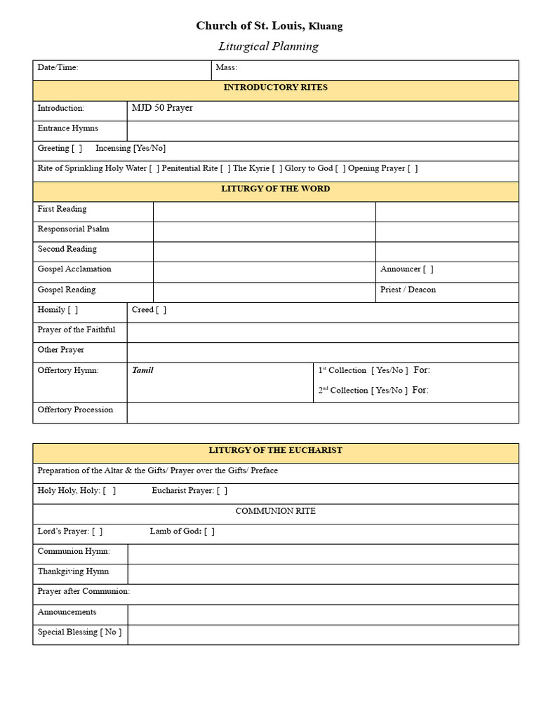 Mass Planning for St. Louis Church | PDF
