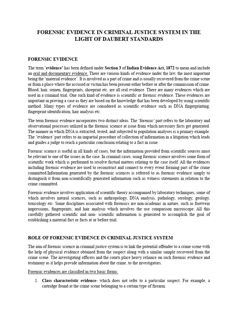 Forensic Evidence | PDF | Daubert Standard | Expert Witness