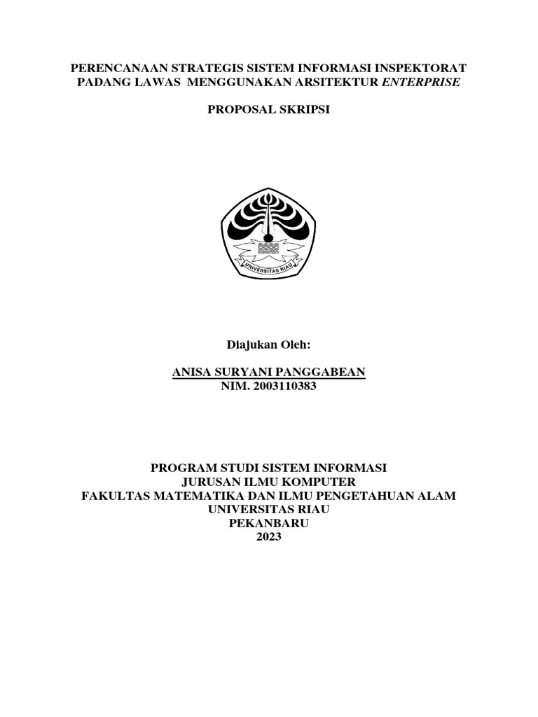 Proposal Anisa Suryani Panggabean 2003110383 | PDF