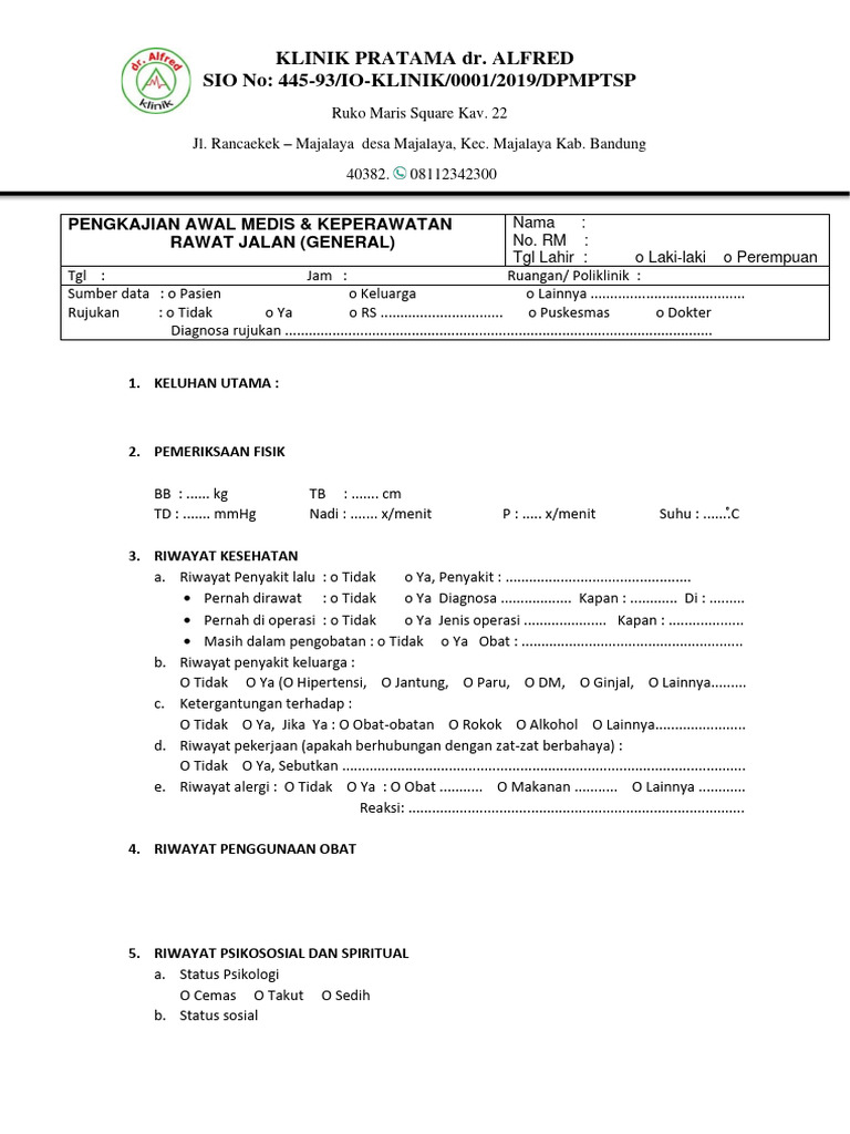 PKP 4 Ep 2 Bukti Pengkajian Awal Medis | PDF
