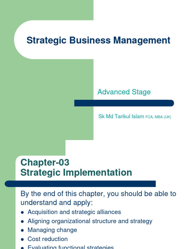 AS SBM - Strategic Implementation | PDF | Mergers And Acquisitions | Supply Chain