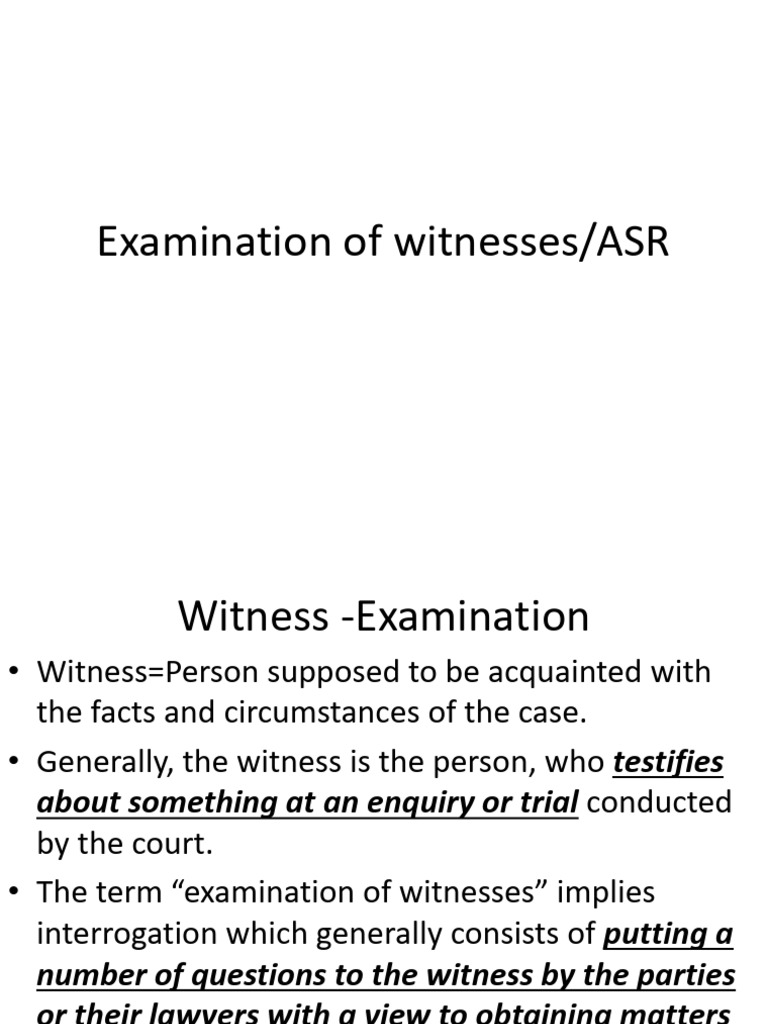 2021 SFC Witnesses and Examination of Witnesses | PDF | Witness | Cross ...