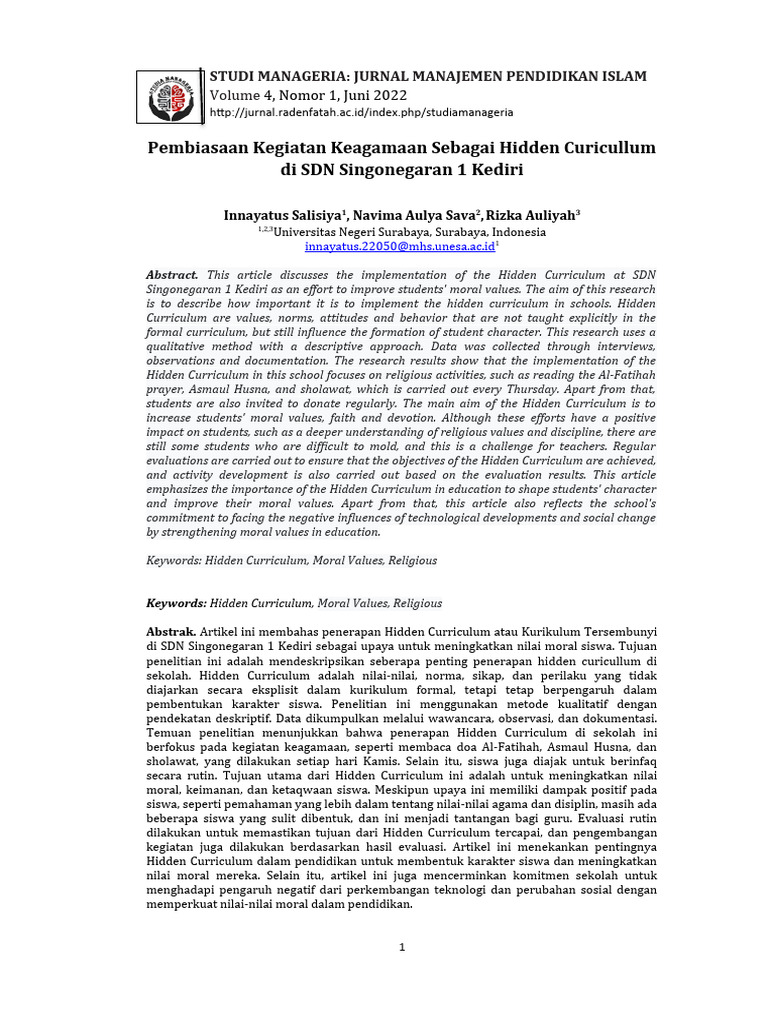 Artikel Kurikulum Kel.6 Final | PDF | Curriculum | Cognition