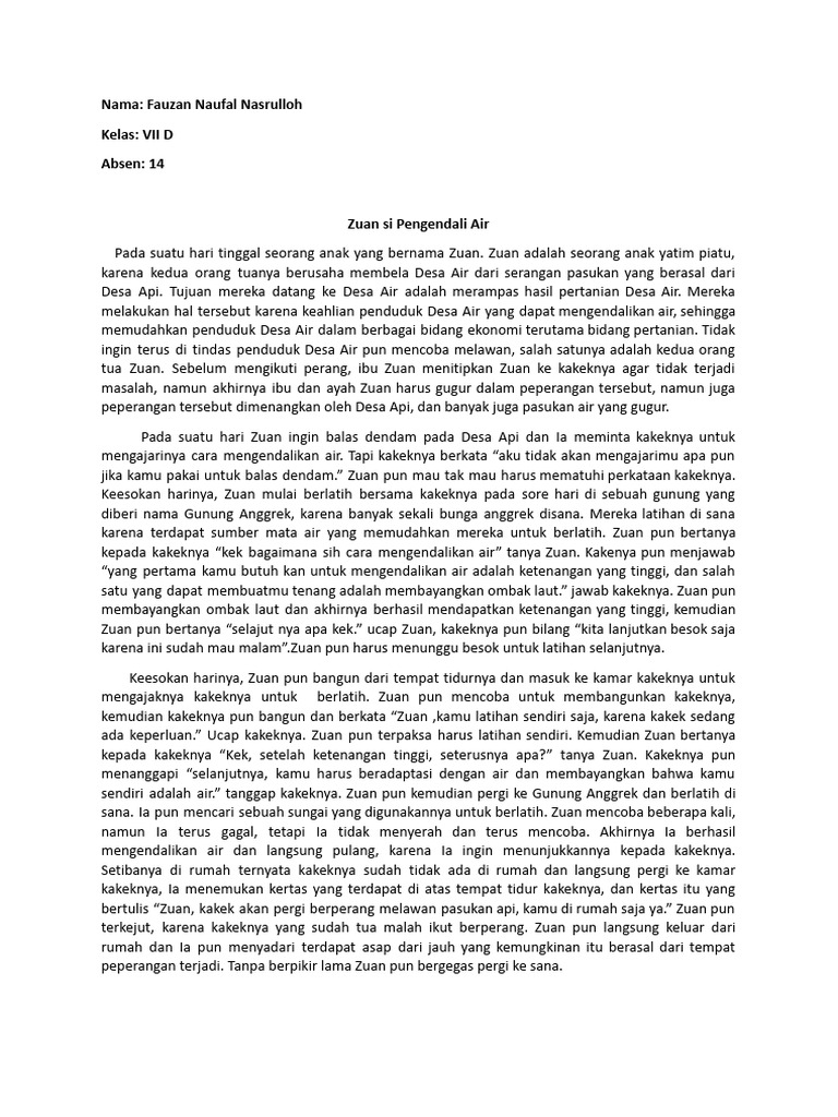 Petualangan Zuan Sang Pengendali Air | PDF